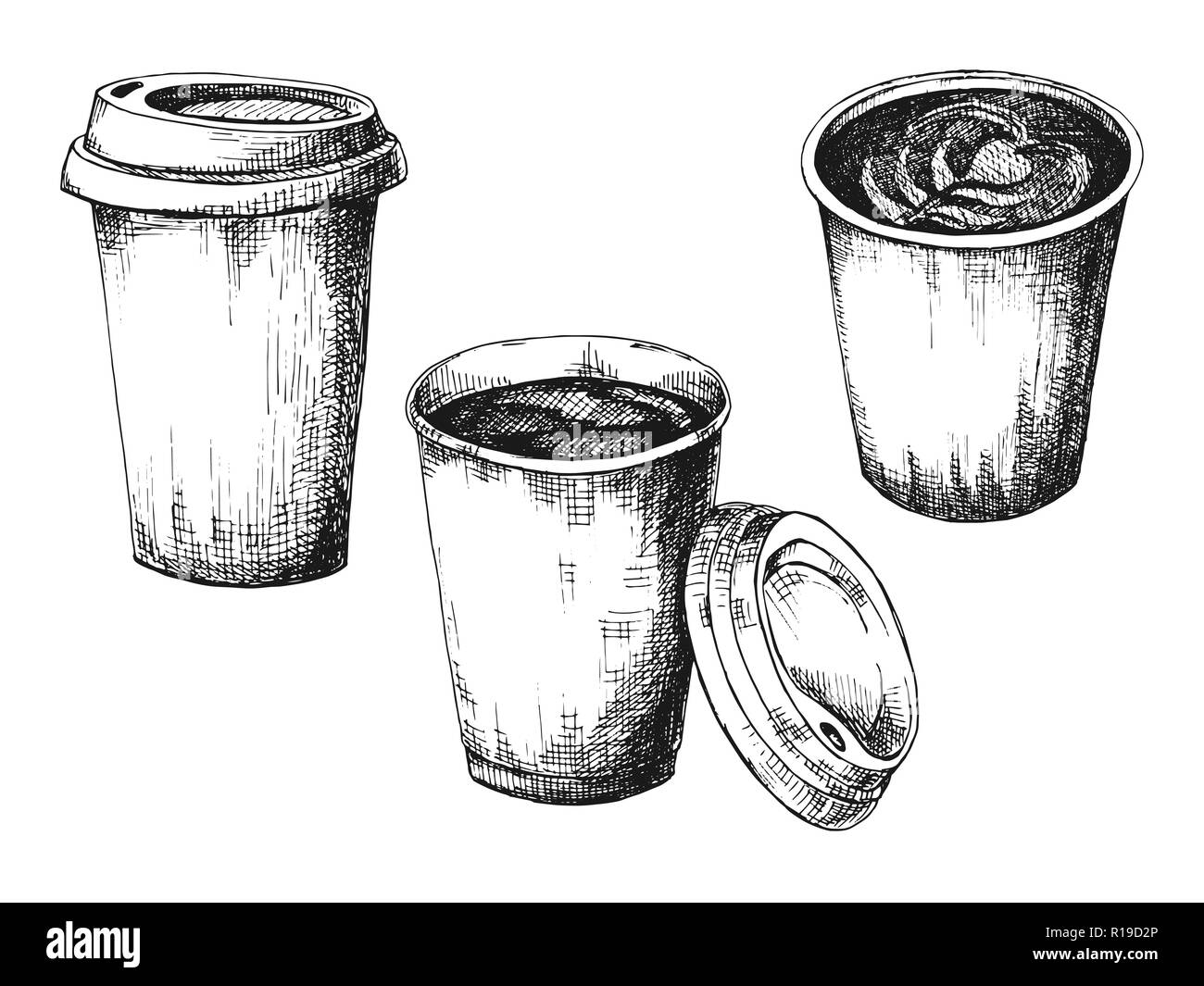 Sketch of a cup of coffee. Vector illustration of a sketch style Stock ...