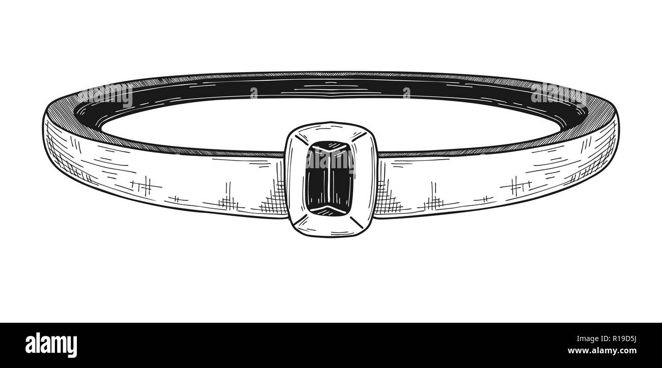 Hand drawn a jewelry ring. Vector illustration of a sketch style Stock ...