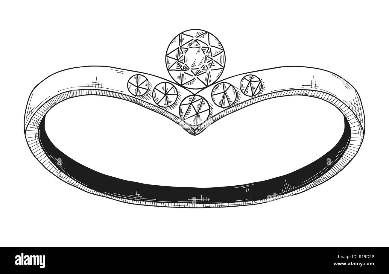 Hand drawn a jewelry ring. Vector illustration of a sketch style Stock ...