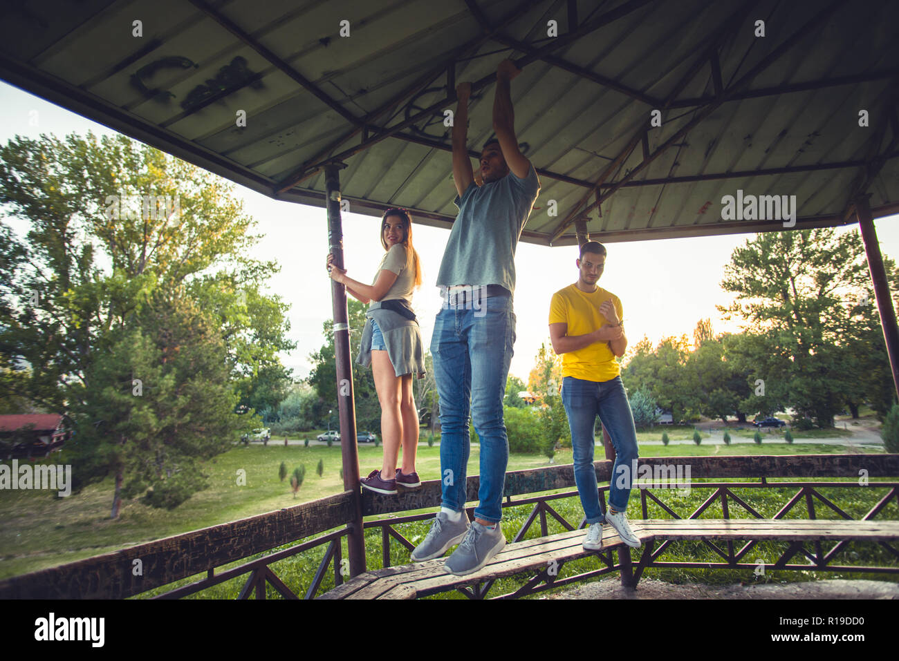 Young careless people standing hi-res stock photography and images - Alamy