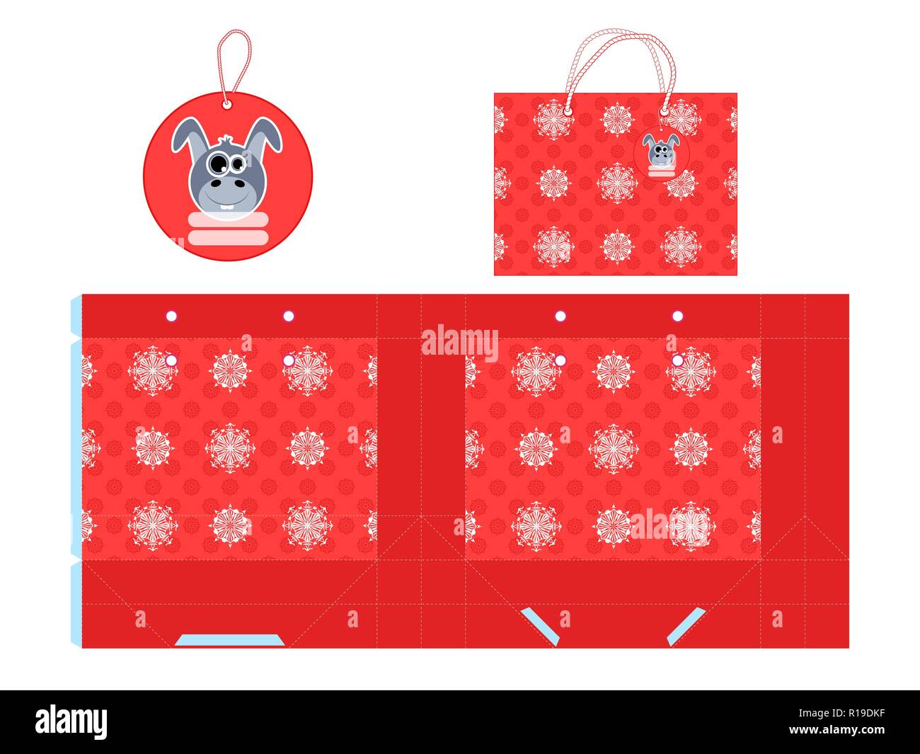 New Year's packing. Template paper gift package. Background with ...