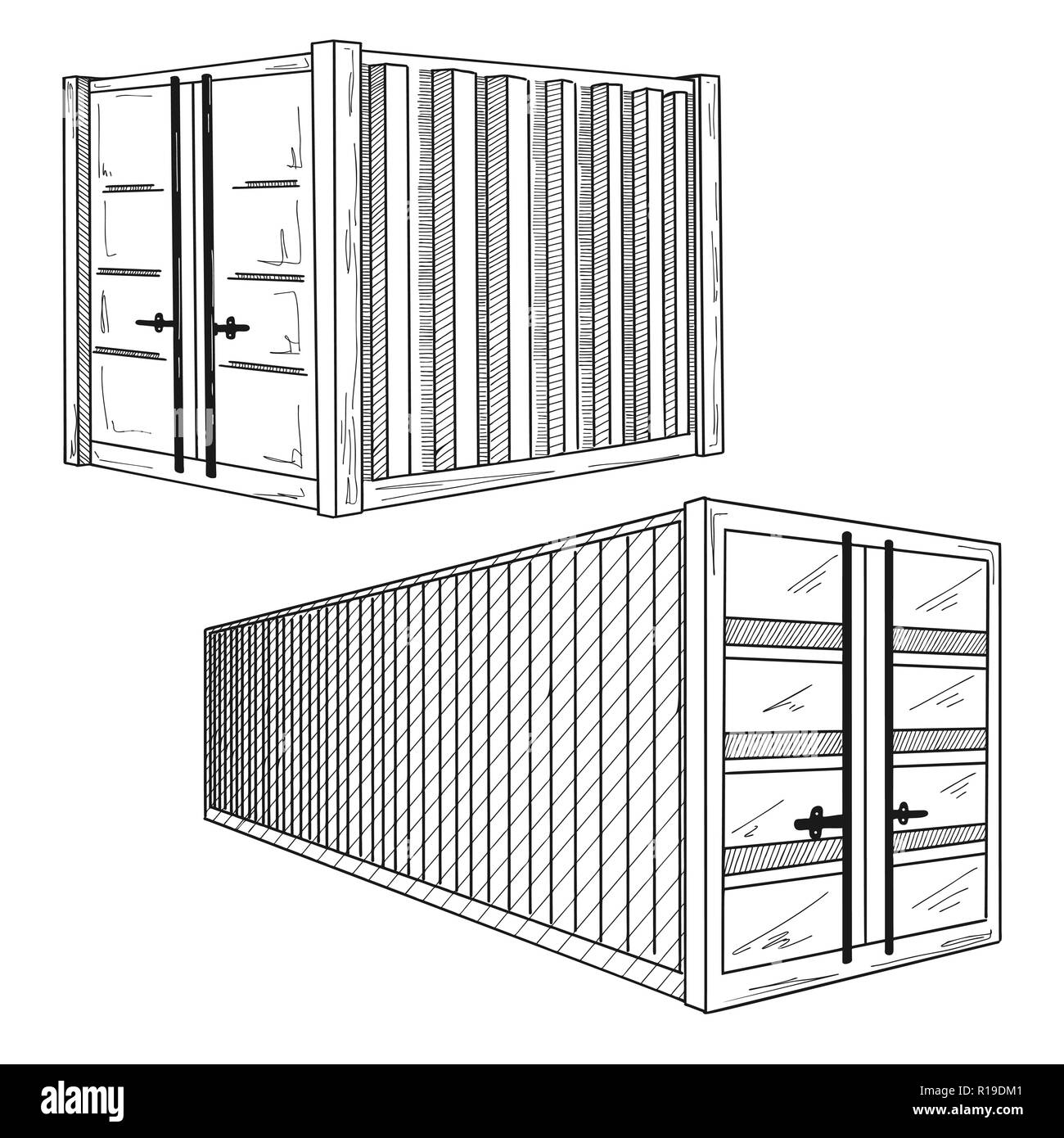 Sketch different containers. Hand drawn vector set Stock Vector Image ...