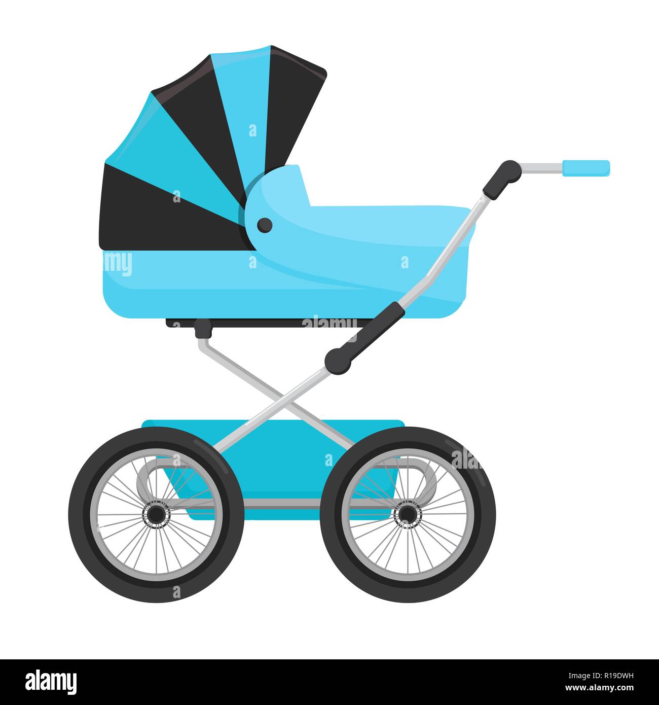 Blue baby stroller isolated on white background. Vector Stock Vector ...