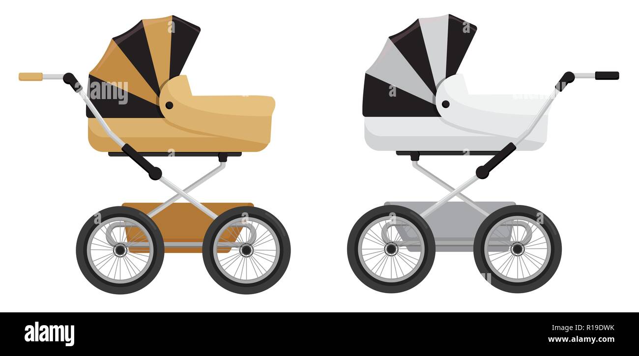 Two strollers isolated on white background. Vector Stock Vector Image ...