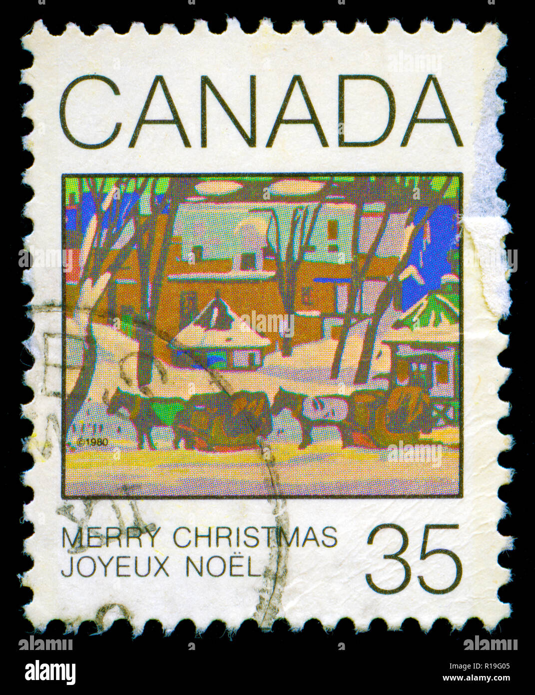 Postmarked stamp from Canada in the Christmas (1980) series Stock Photo ...