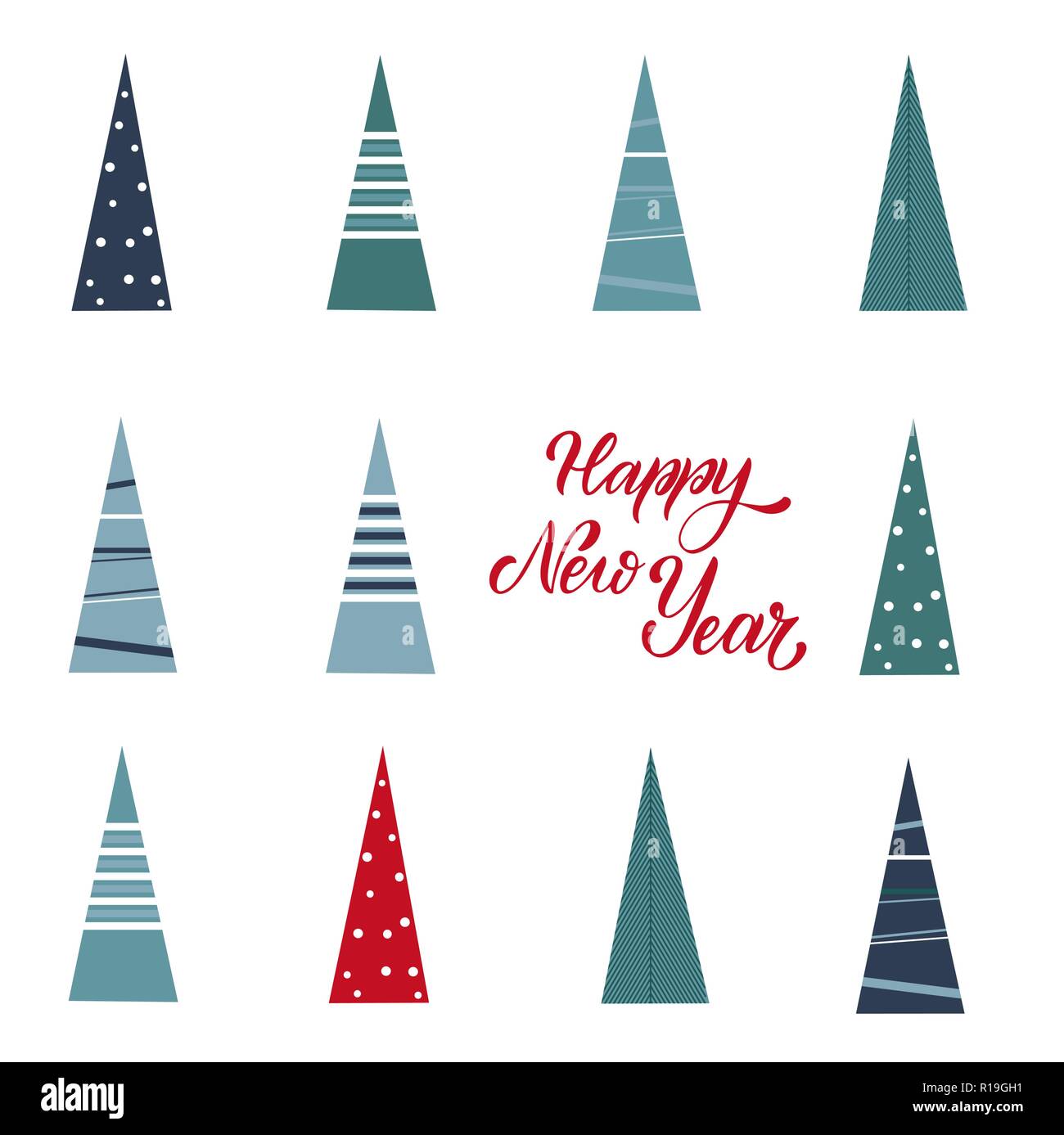 Merry Christmas and Happy New Year Postcard. Hand drawn lettering ...