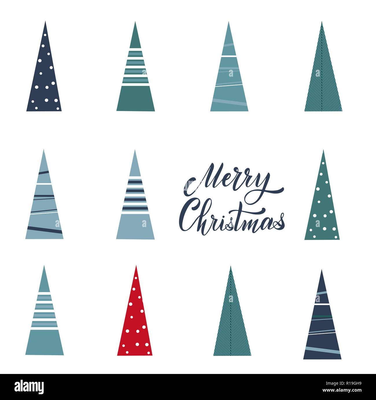 Merry Christmas and Happy New Year Postcard. Hand drawn lettering ...