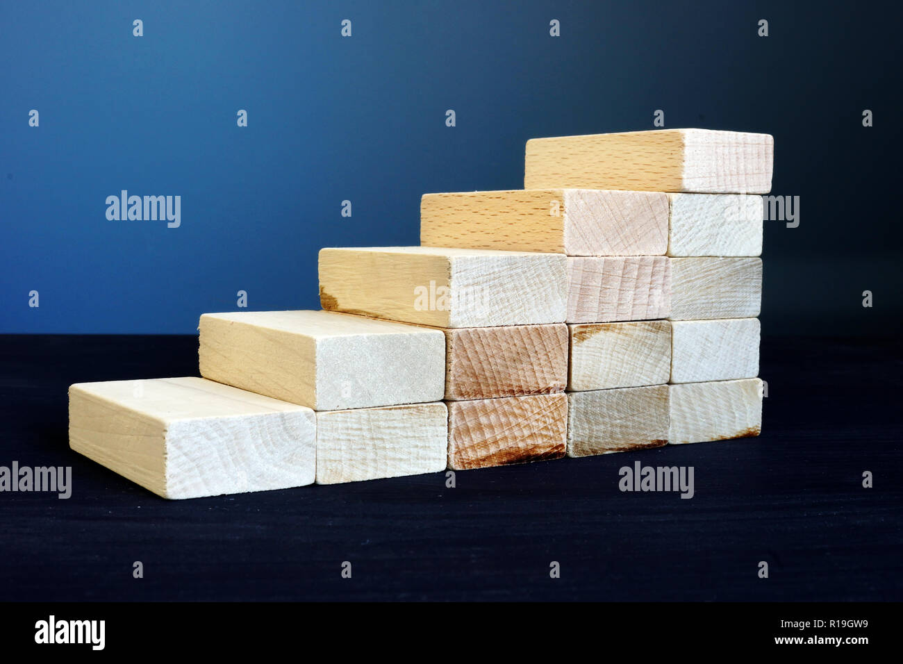 Career and business success concept. Stairs from wooden blocks Stock ...
