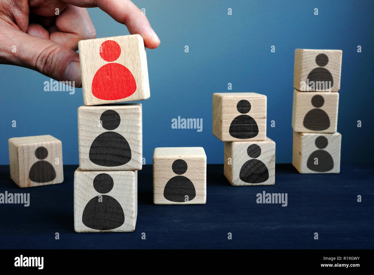 Recruitment business and talent management. Hand holding cube Stock ...