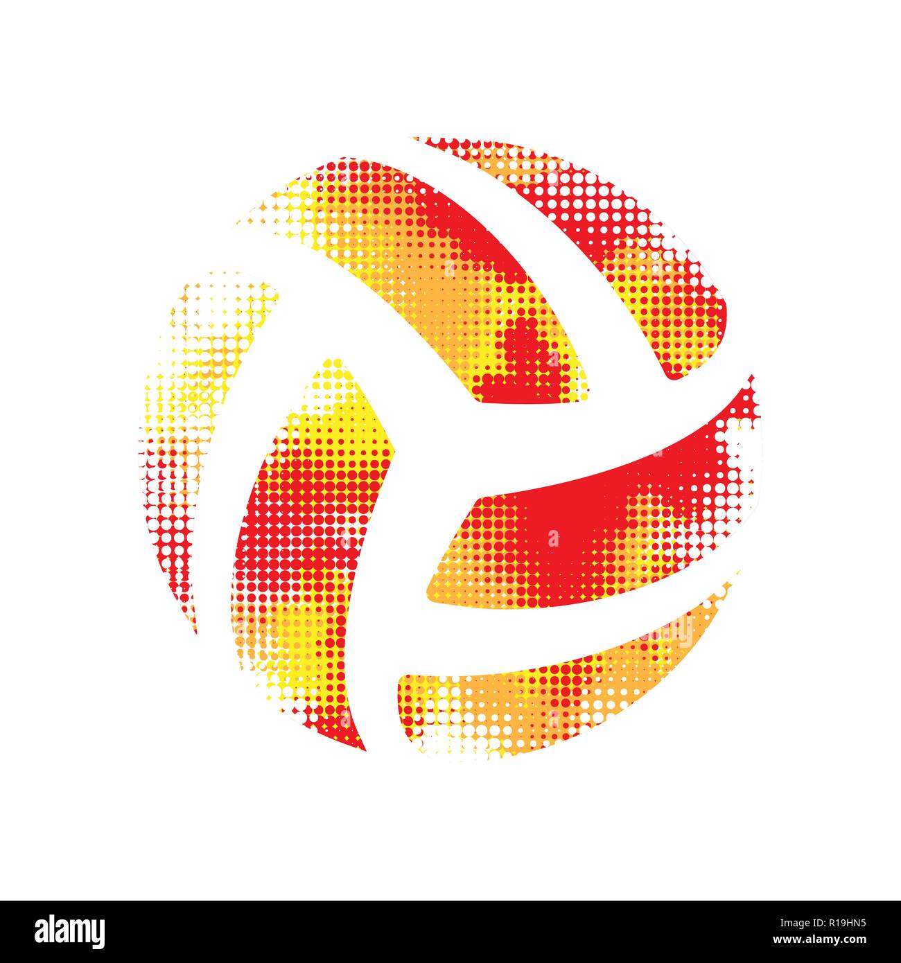 Red abstract halftone volleyball symbol isolated on white background ...
