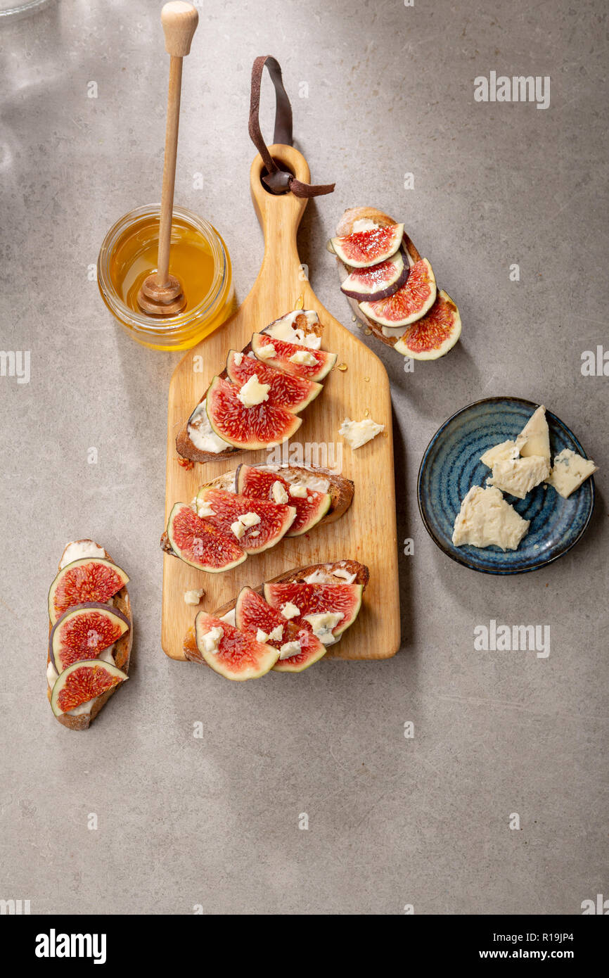 Baquette with figs top view Stock Photo - Alamy