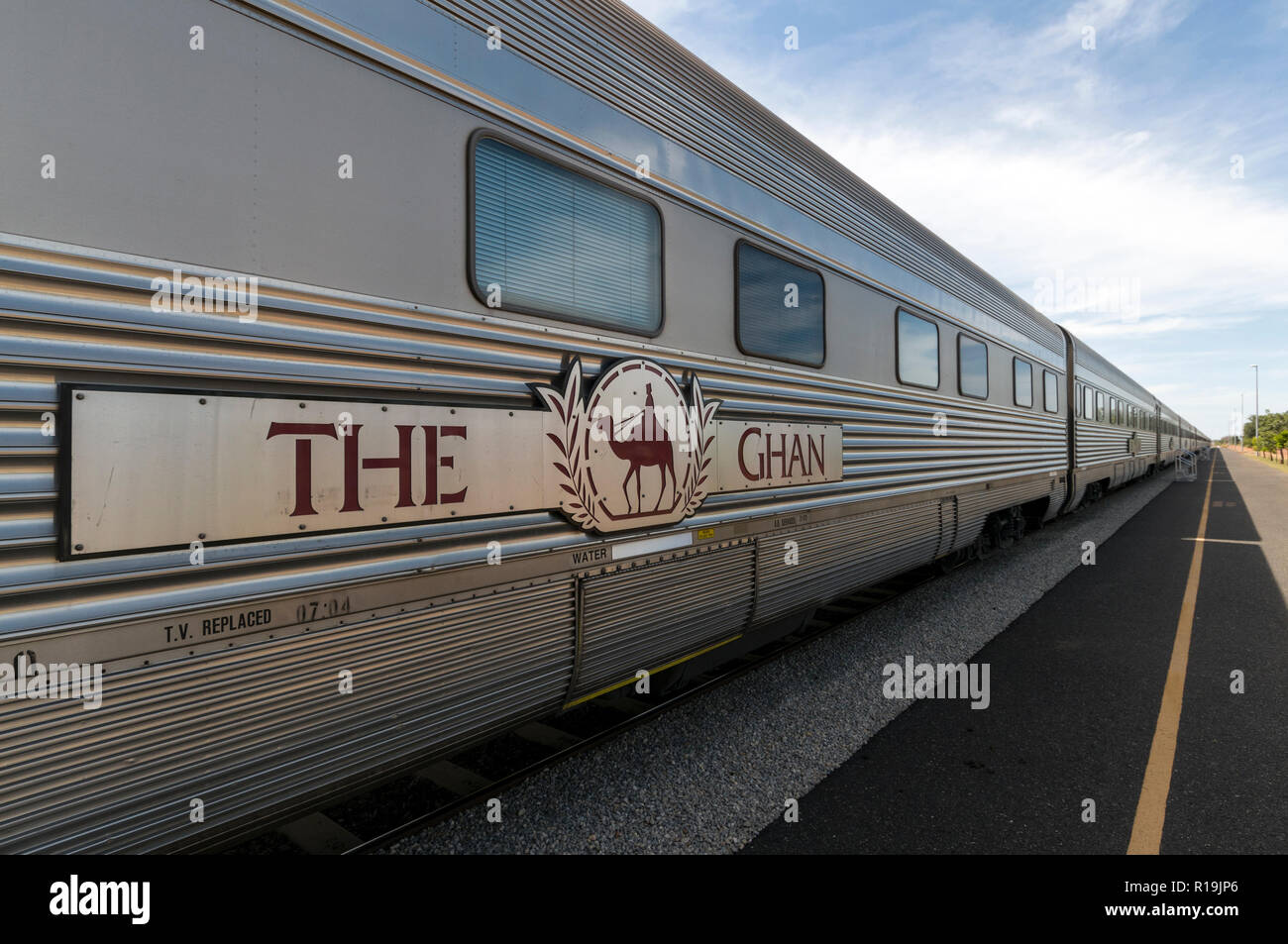 Carriages of the Ghan train in Australia. The Ghan takes its name from ...