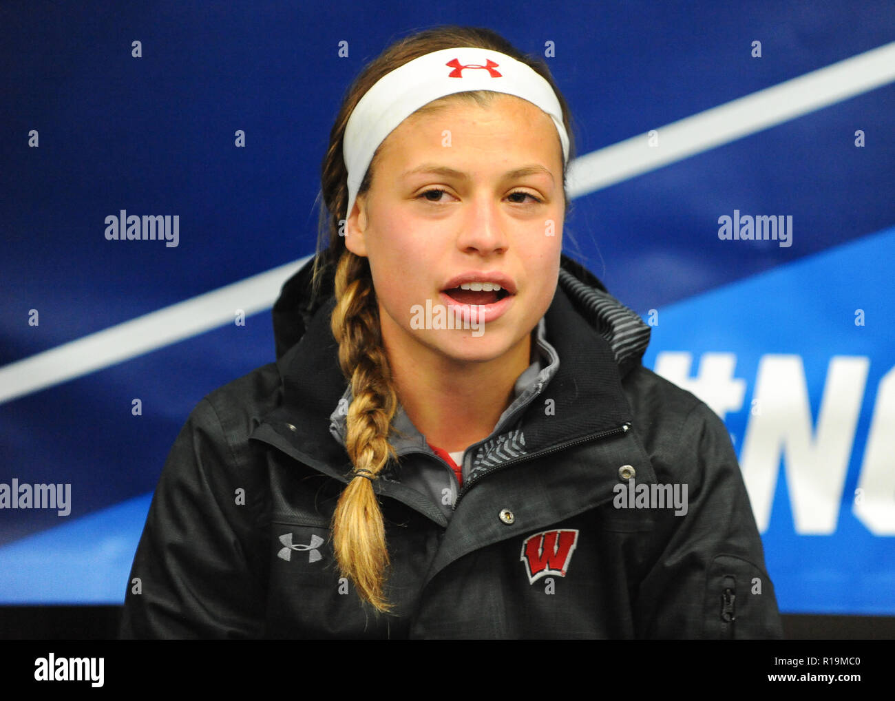 November 09, 2018: Wisconsin forward, Dani Rhodes, speak during the ...