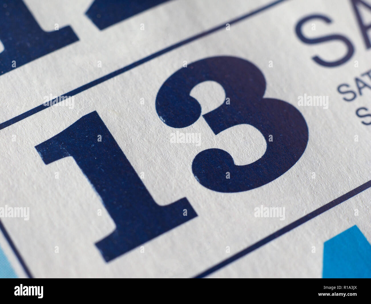Day number 13 date on a calendar Stock Photo - Alamy
