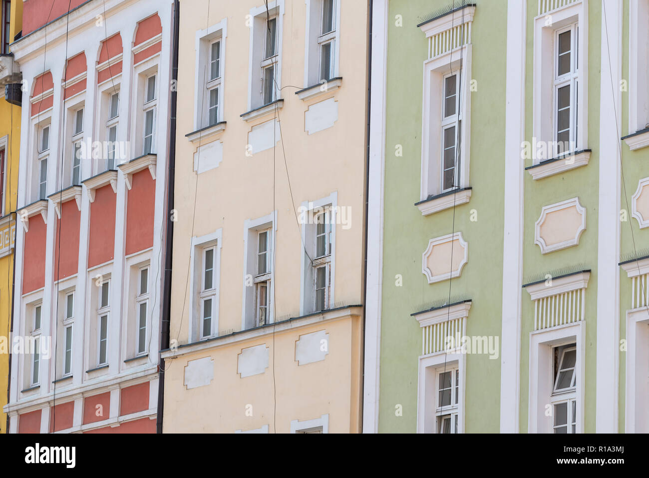 tenements with elevation in various colors Stock Photo - Alamy