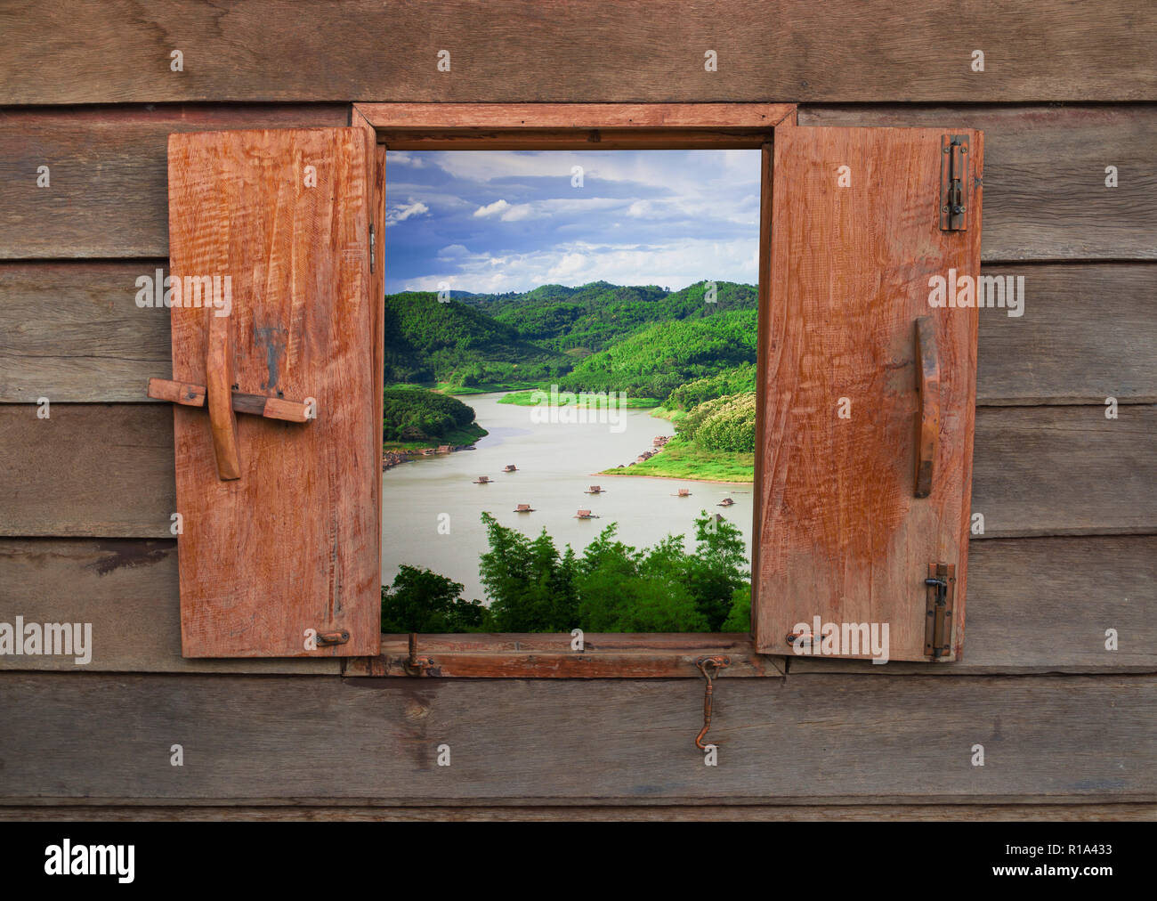 Open window looking river hi-res stock photography and images - Alamy