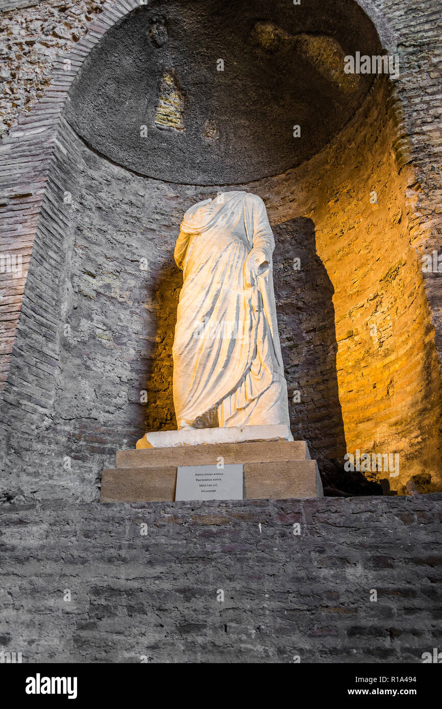 Rome, Italy - September 1, 2017: Ancient statue in baths of Diocletian ...