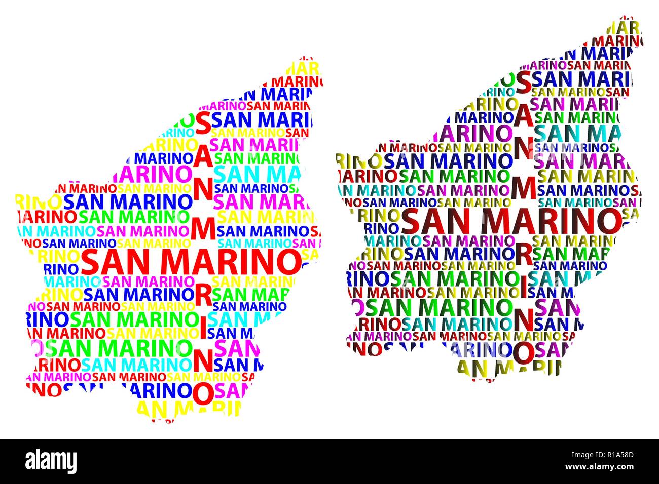 Sketch San Marino letter text map, Republic of San Marino - in the ...