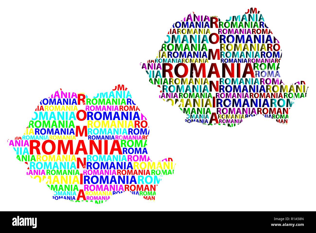 Sketch Romania letter text map, Romania - in the shape of the continent ...