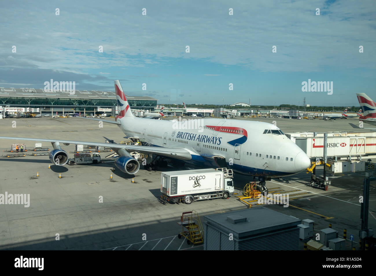 A British Airways Boeing 747 on the tarmac at Terminal Five, London ...