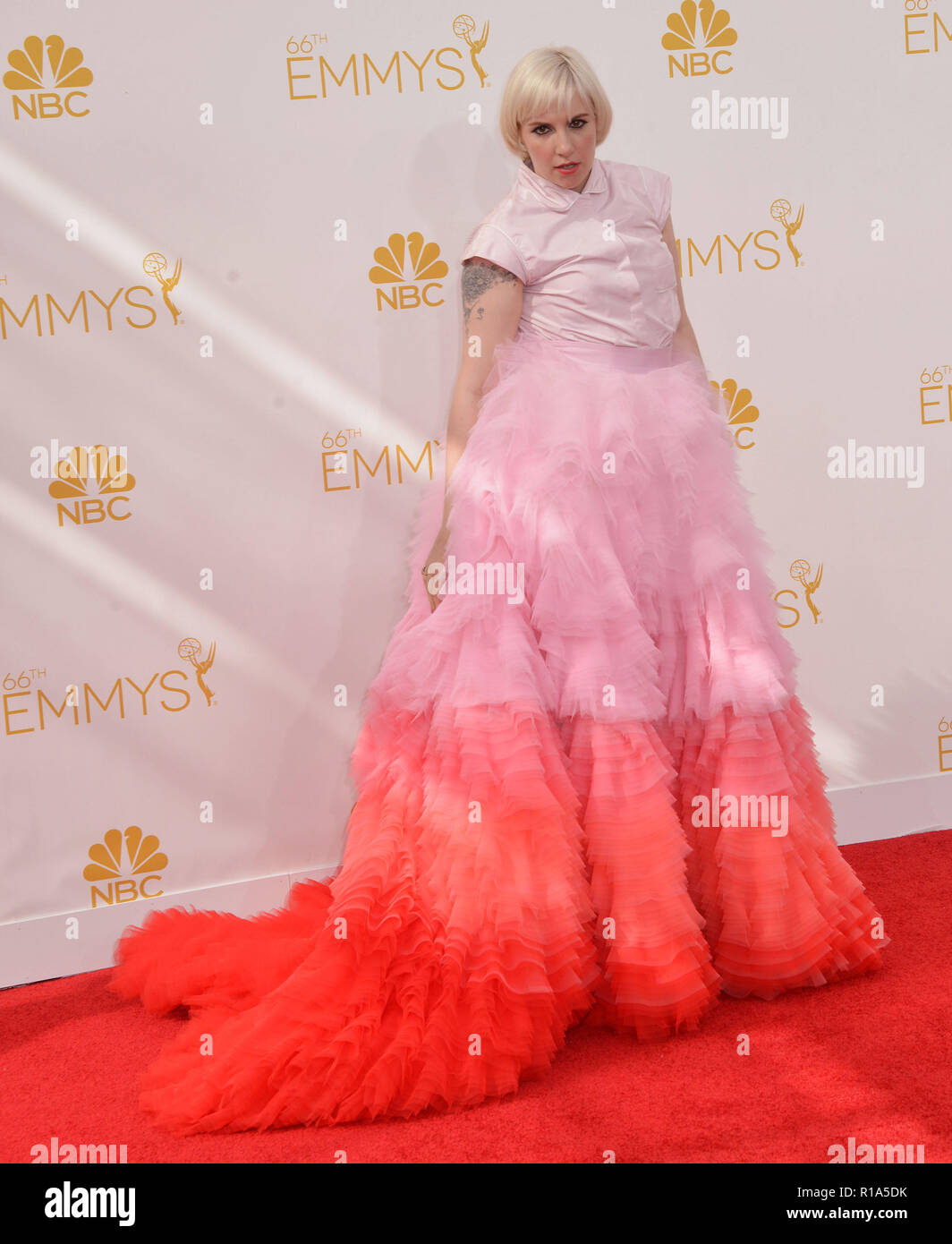 Lena Dunham 174 at the 66th Emmy Awards 2014 at the Nokia Center in Los ...