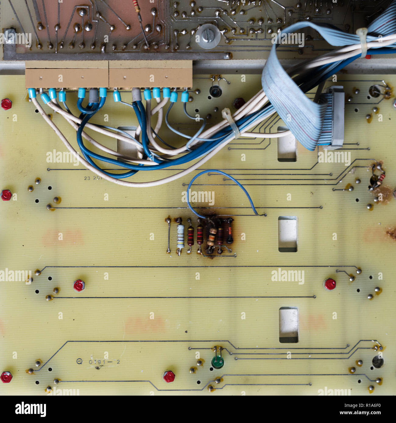 Old circuit traces on a motherboard in close up Stock Photo - Alamy