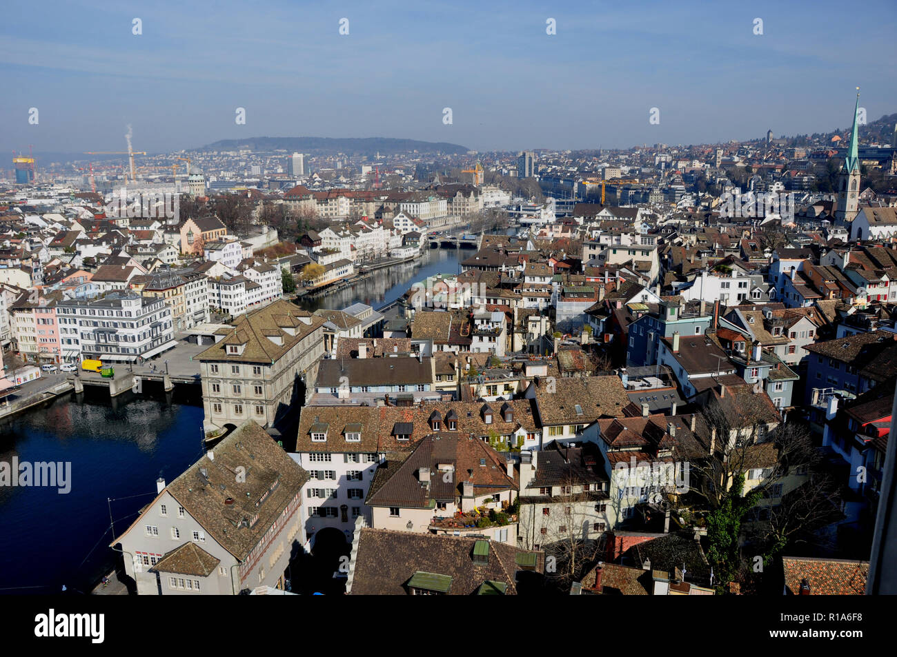 Switzerland: Panoramic view of the old town of Zürich city from the ...
