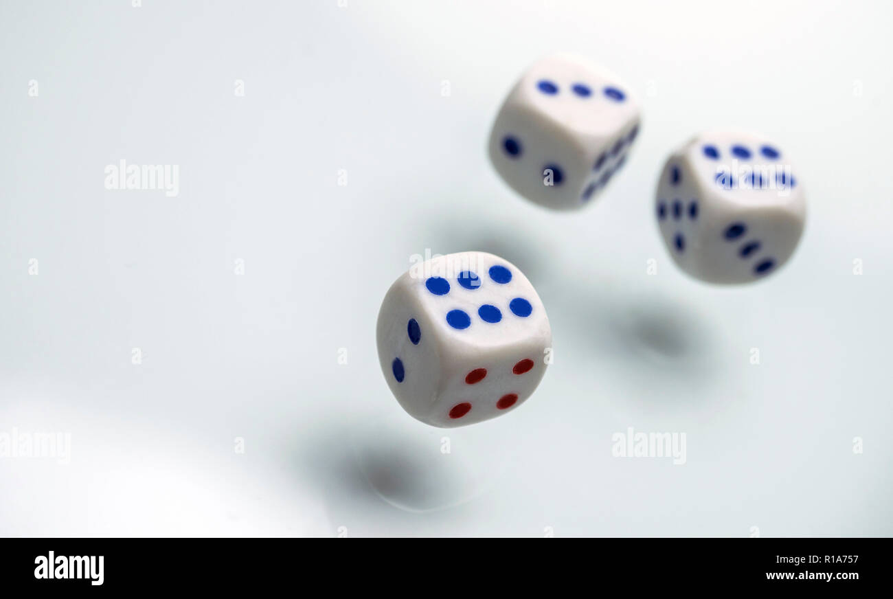 Three dice isolated on white background, conceptual image Stock Photo ...