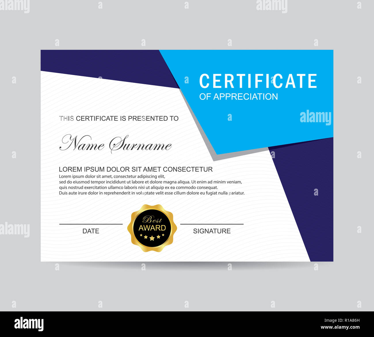Modern trendy certificate template Stock Photo - Alamy