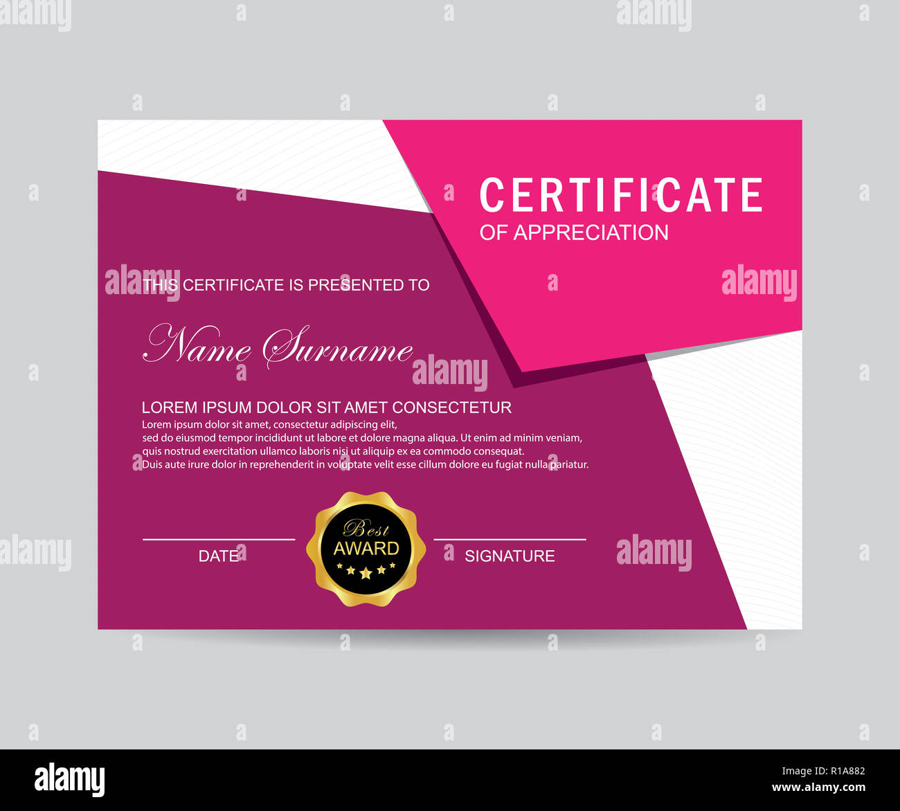 Modern trendy certificate template Stock Photo - Alamy
