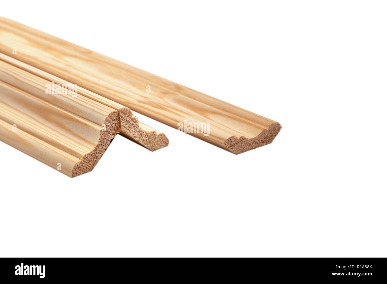 Different wooden plinth. Industrial sample, isolated on white Stock ...