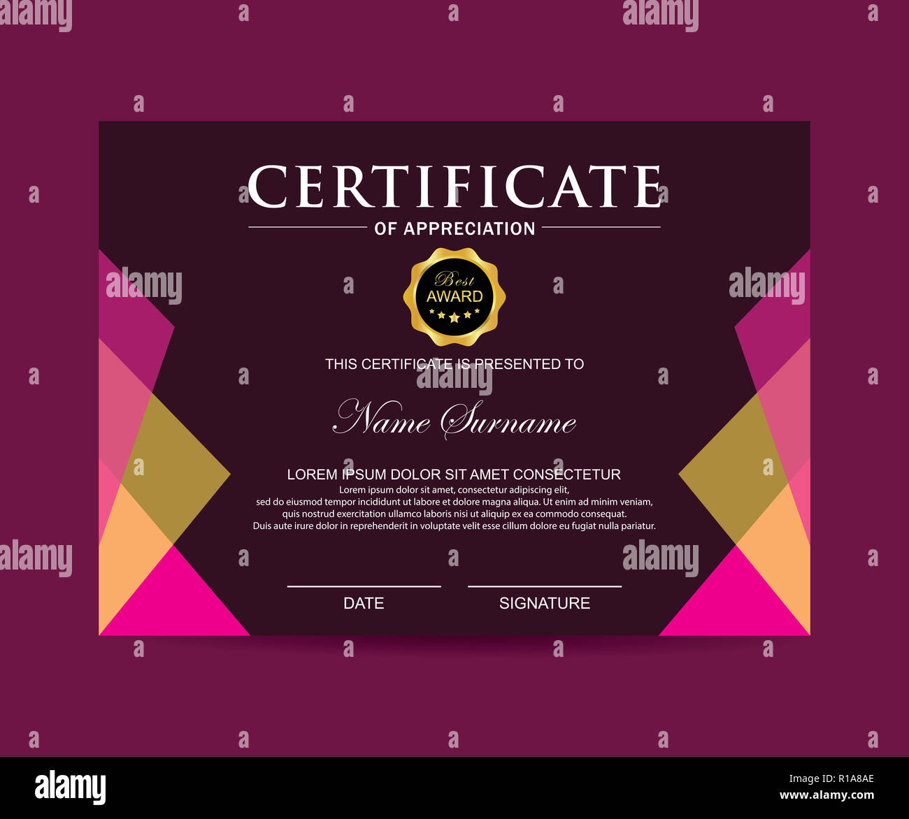 Modern trendy certificate template Stock Photo - Alamy