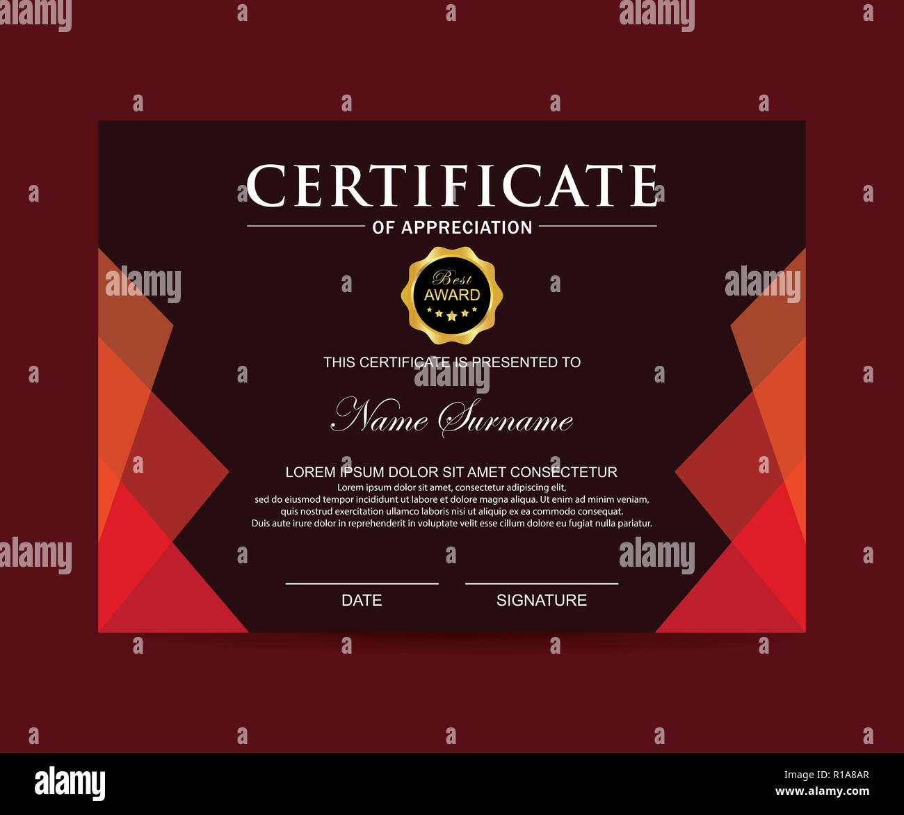 Modern trendy certificate template Stock Photo - Alamy