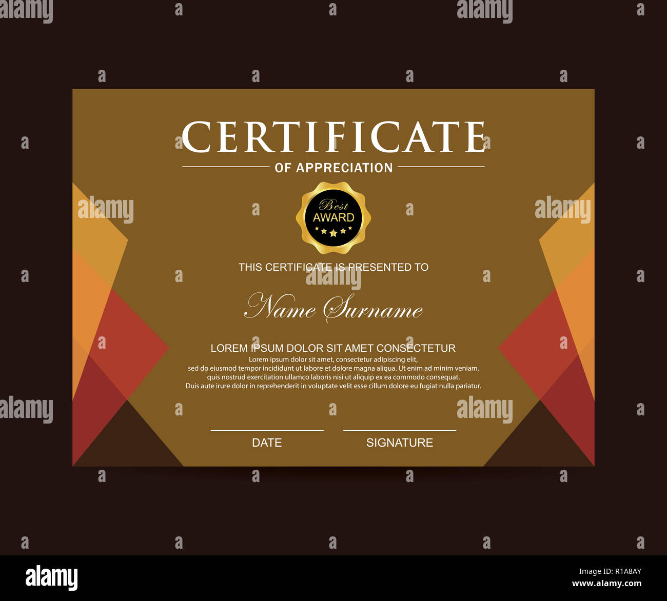 Modern trendy certificate template Stock Photo - Alamy