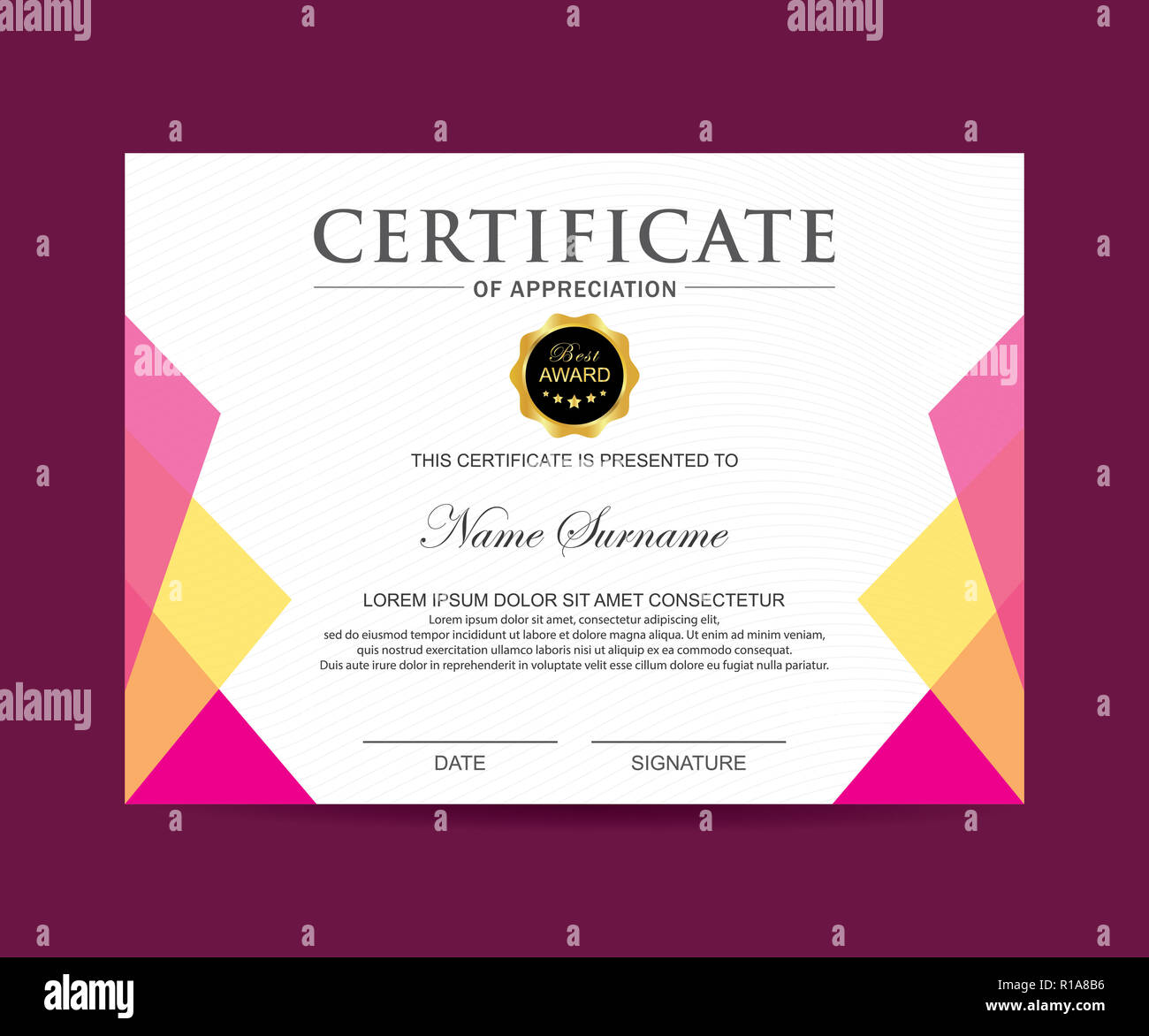Modern trendy certificate template Stock Photo - Alamy