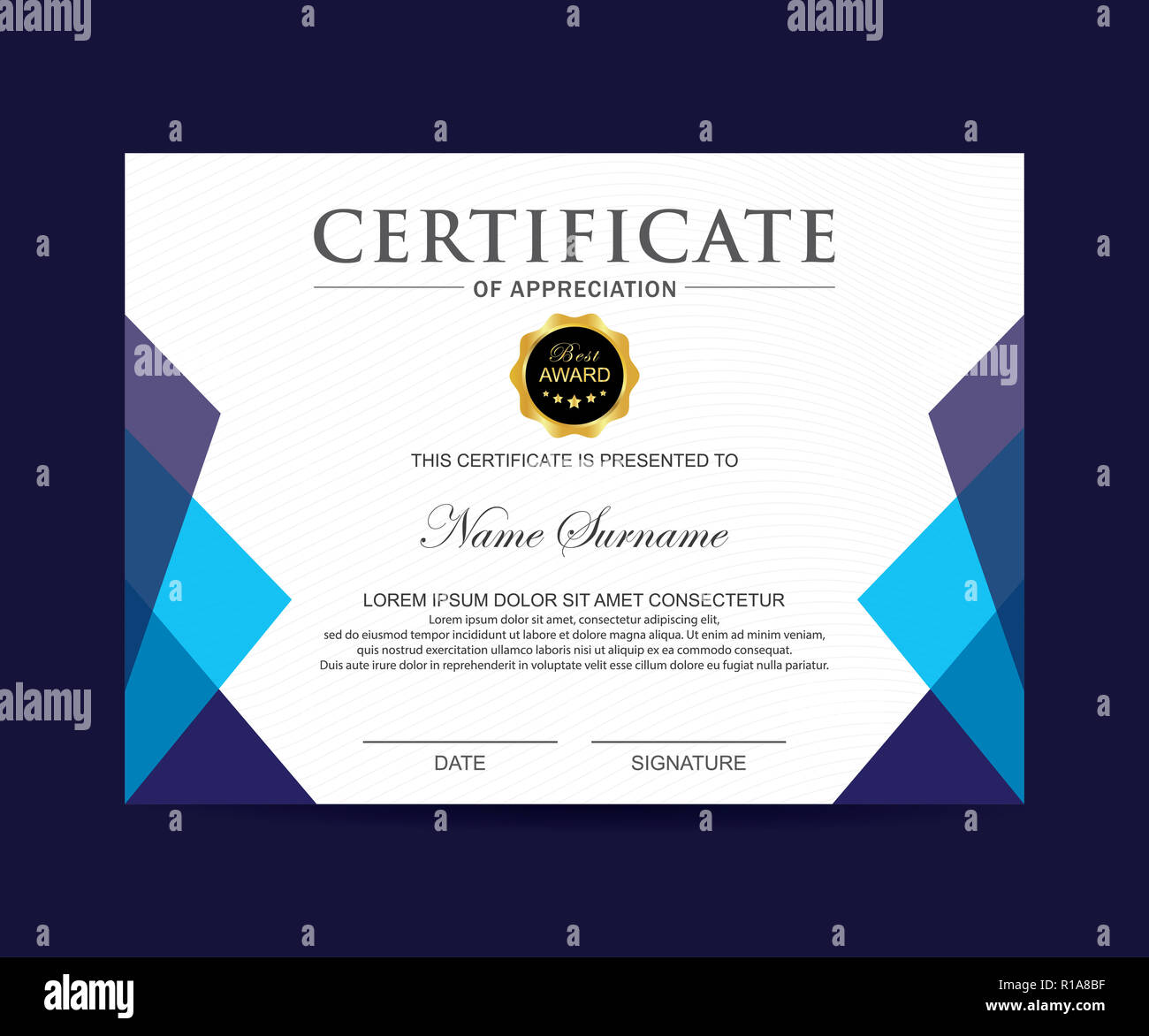 Modern trendy certificate template Stock Photo - Alamy
