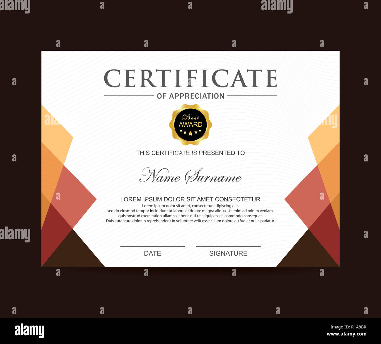 Modern trendy certificate template Stock Photo - Alamy
