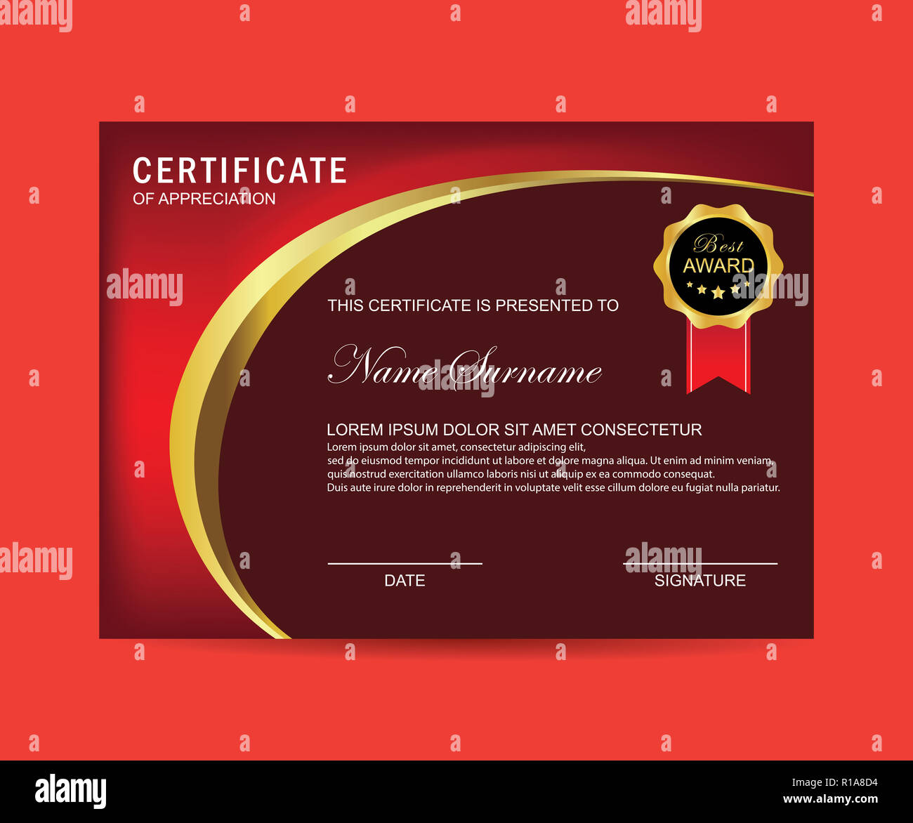 Modern trendy certificate template Stock Photo - Alamy