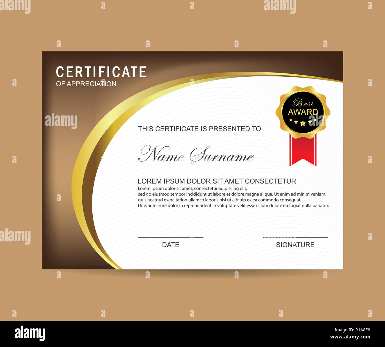 Modern trendy certificate template Stock Photo - Alamy