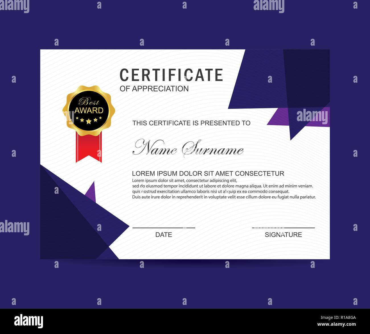 Modern trendy certificate template Stock Photo - Alamy