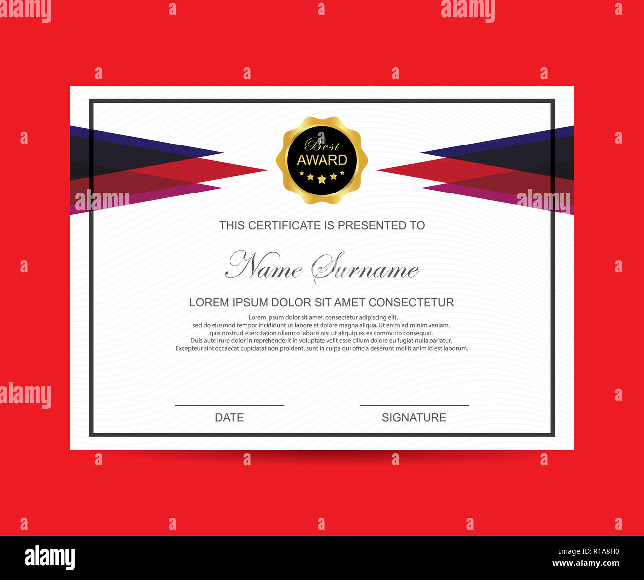 Modern trendy certificate template Stock Photo - Alamy