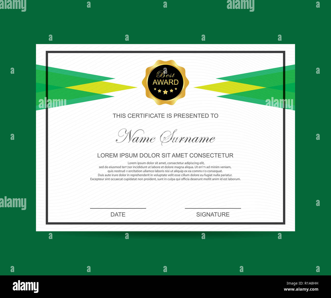 Modern trendy certificate template Stock Photo - Alamy