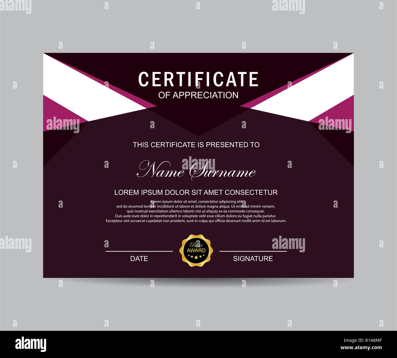 Modern trendy certificate template Stock Photo - Alamy