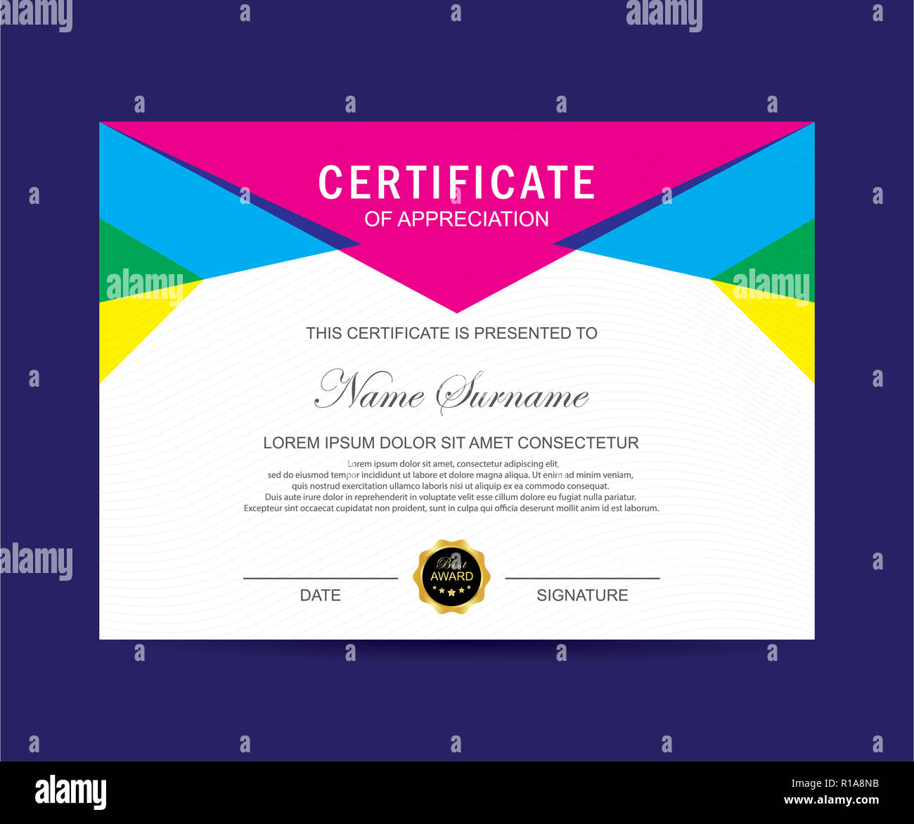 Modern trendy certificate template Stock Photo - Alamy