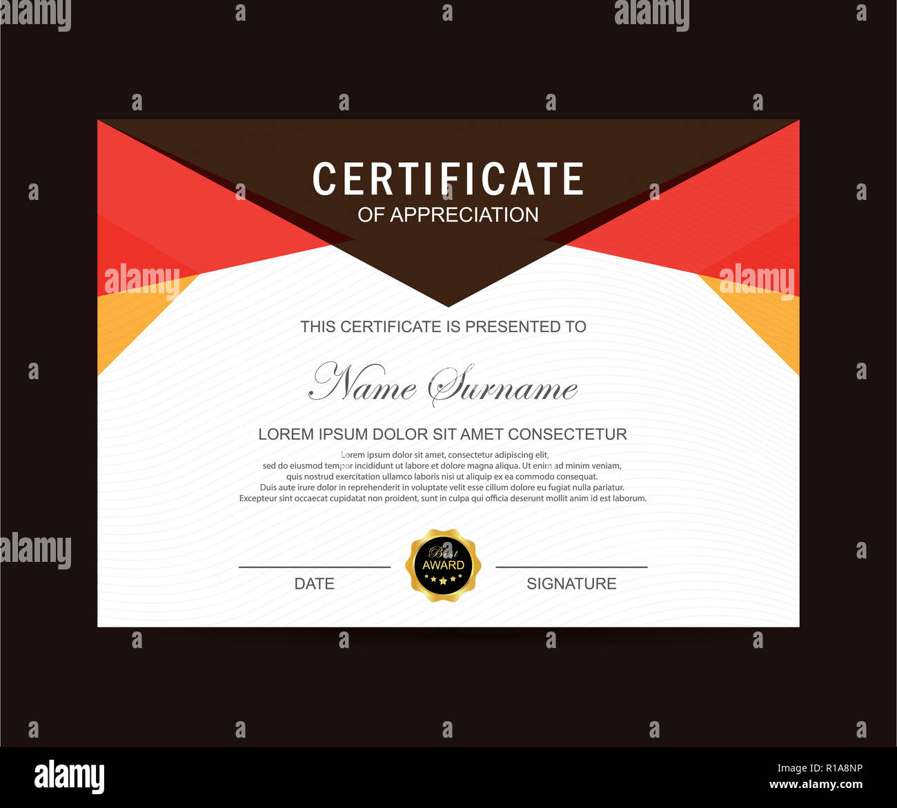 Modern trendy certificate template Stock Photo - Alamy
