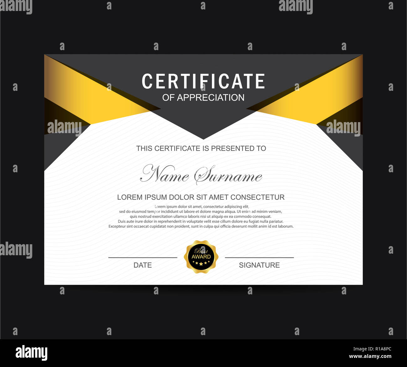 Modern trendy certificate template Stock Photo - Alamy