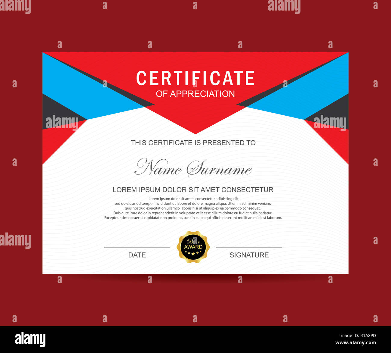 Modern trendy certificate template Stock Photo - Alamy
