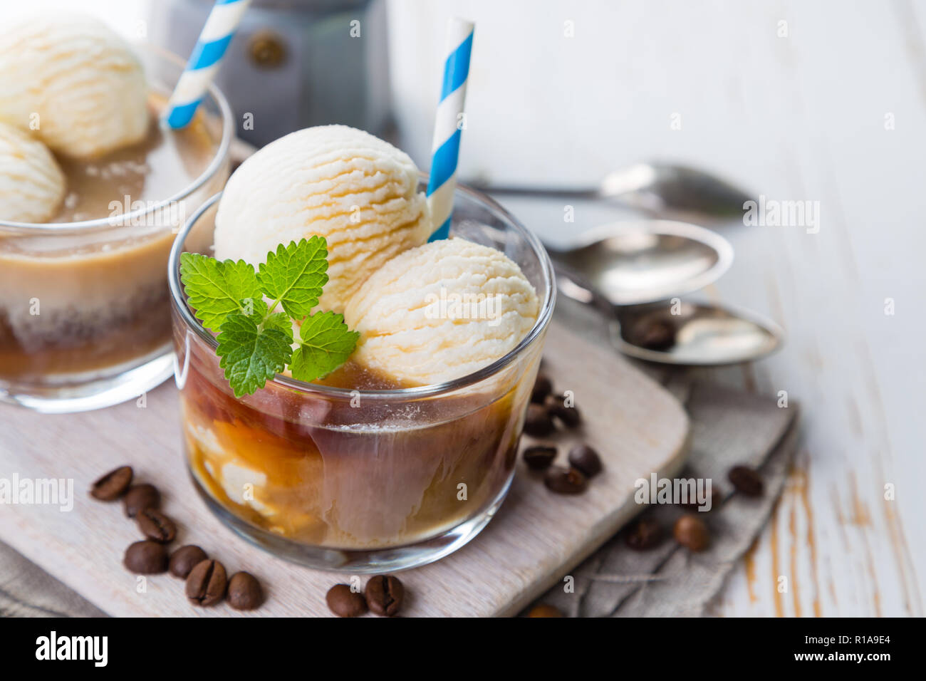 Vanilla ice cream and coffee float Stock Photo - Alamy