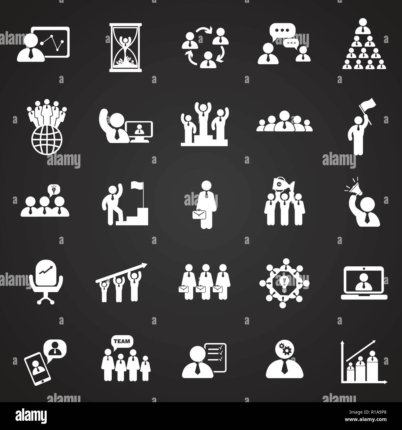 Teamwork and collaboration set on black background Stock Vector Image ...