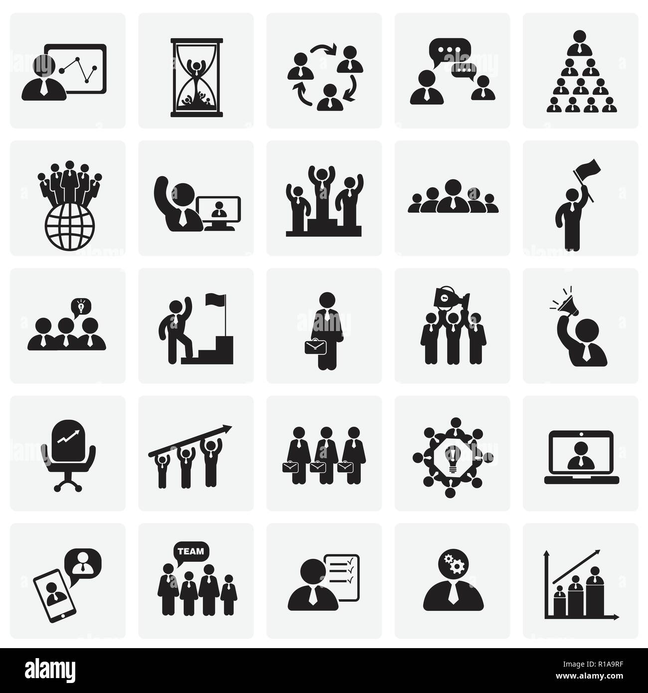 Teamwork and collaboration set on squares background Stock Vector Image ...